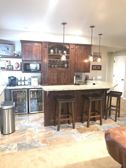 Stylish Mountain Lodge Theme Basement in Parker Colorado: | Custom ...